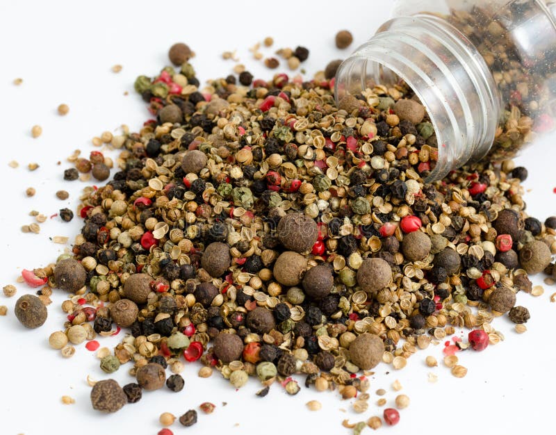 Rode Spaanse Peperpeper En Gemengd Van Diverse Kruiden Stock Foto ...