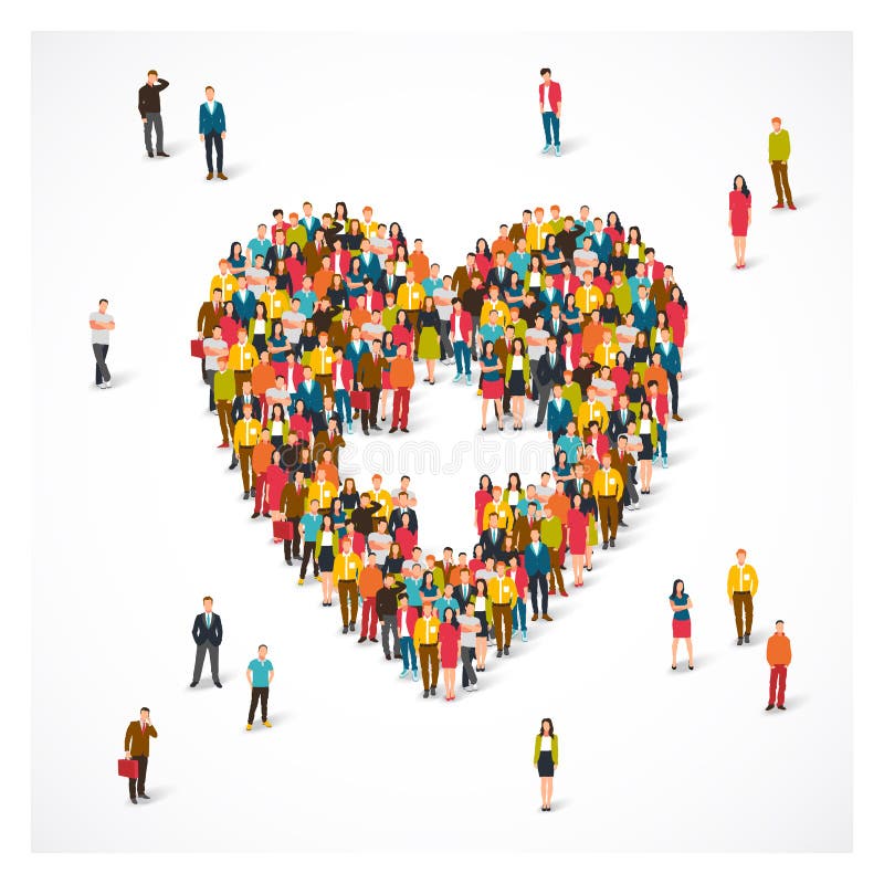 De Mensen Bevinden Zich in De Vorm Van Hart Vector Illustratie ...