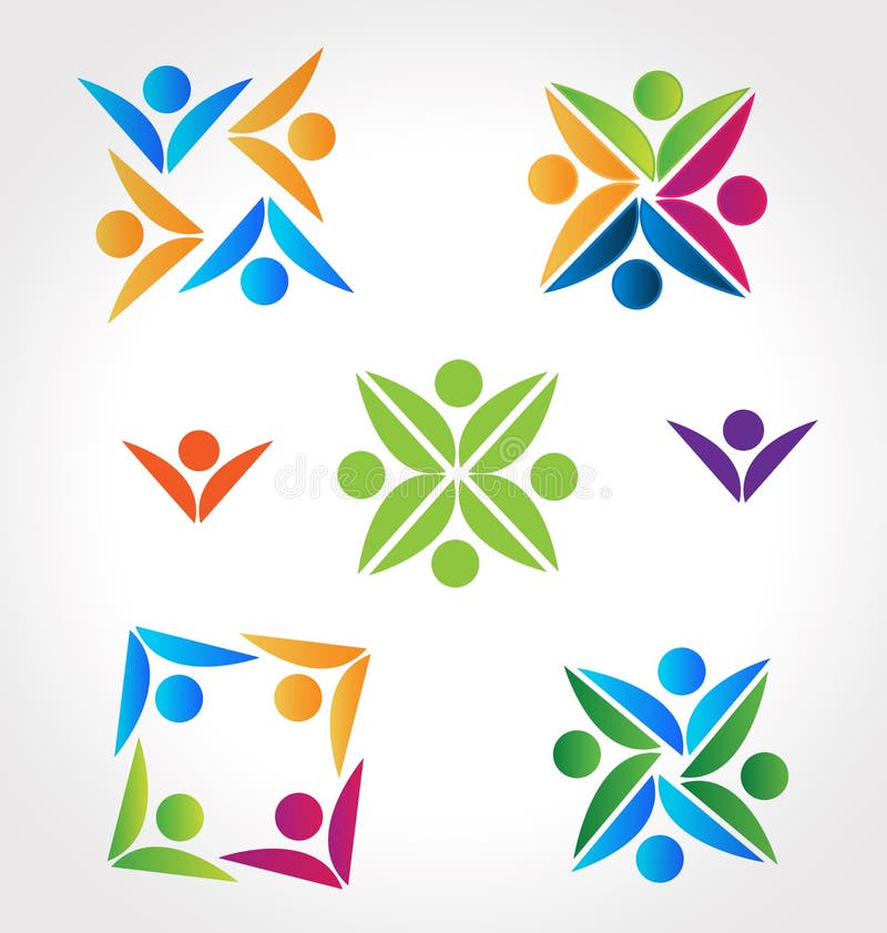 Groepswerk Kleurrijke Mensen Die Samenwerken Stock Illustratie ...