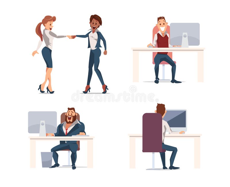 De Mensen Werken in Bureau Vector Illustratie Vector Illustratie ...