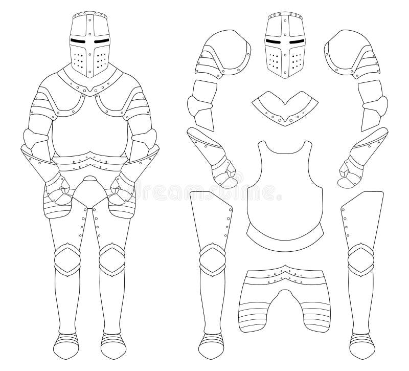 Middeleeuwse Tempelier Ridder Harnas Set Vector Illustratie ...