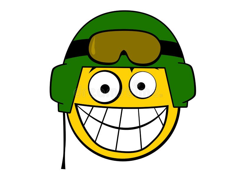 De Militair Van Het Pictogram Van Smiley Met Helm Stock Illustratie ...