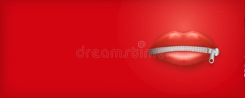 De Mond Van De Vrouw Met Ritssluiting Symbool Van Stilte Stock ...