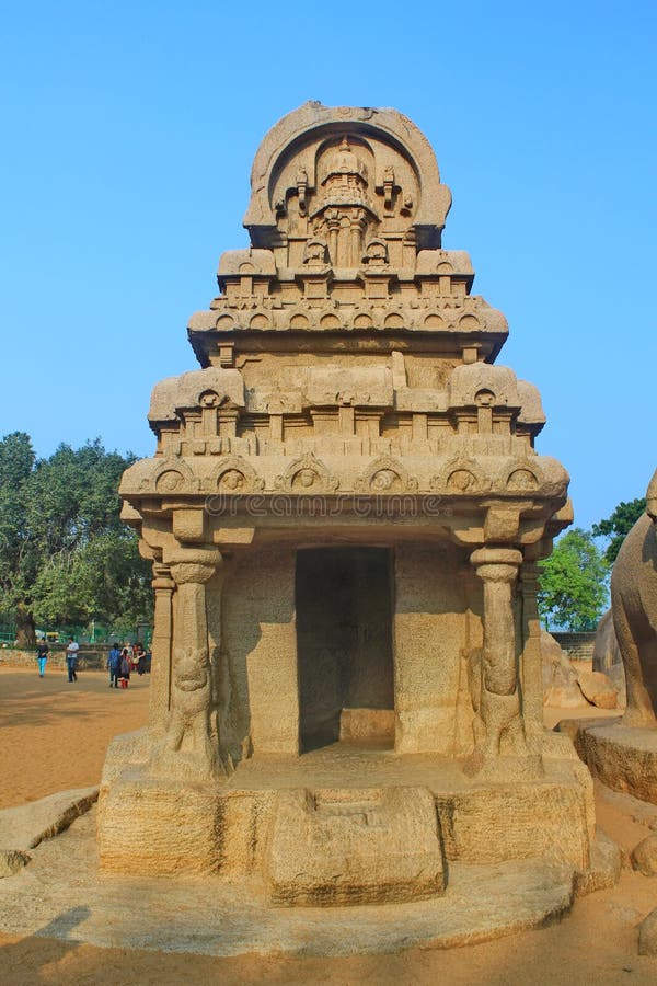De Monolithische Rots Sneed Vijf Rathas in Mahabalipuram, India ...