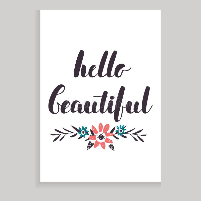 De mooie kaart van Hello stock illustratie. Illustration of lettertype ...