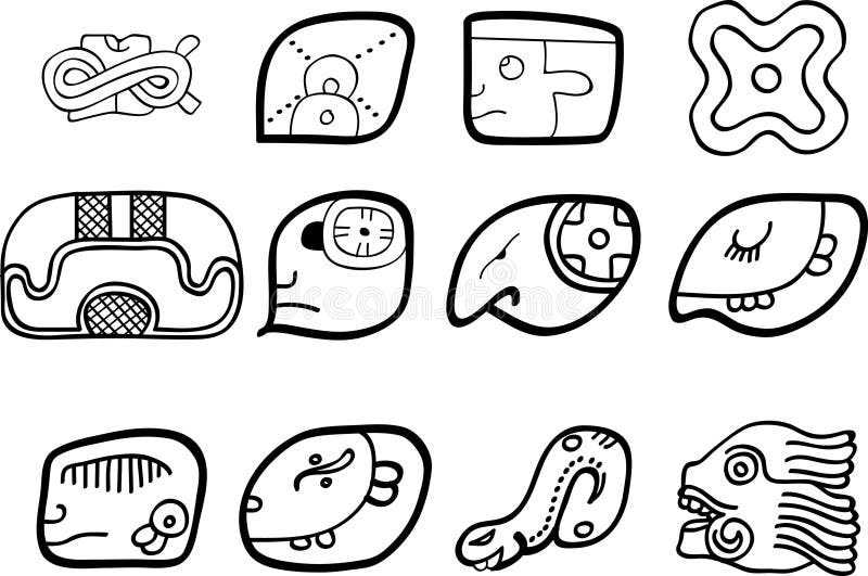 De Motieven Van Mexicaan, Aztec of Maya, Glyphs Vector Illustratie ...