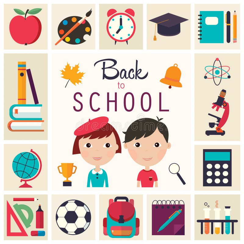 Elementos de la escuela ilustración del vector. Ilustración de cartera ...