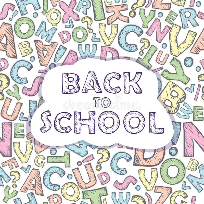 De Nuevo a Escuela Con El Modelo De Las Letras Ilustración del Vector ...
