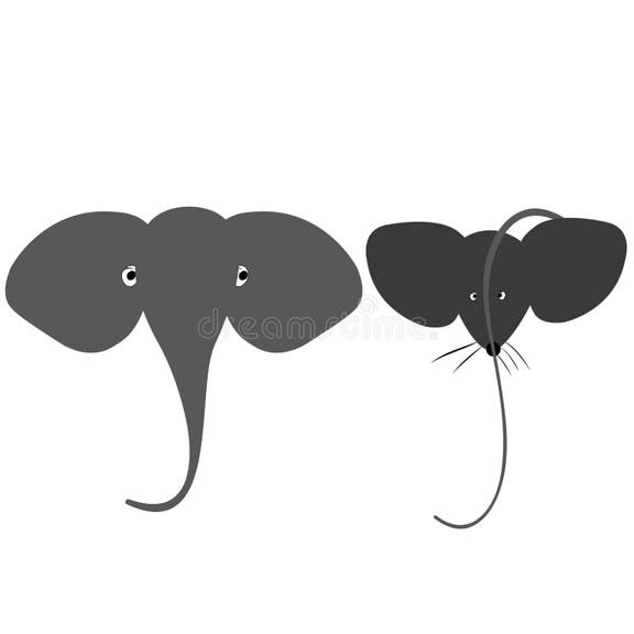 De olifant en de muis vector illustratie. Illustration of pret - 90382324