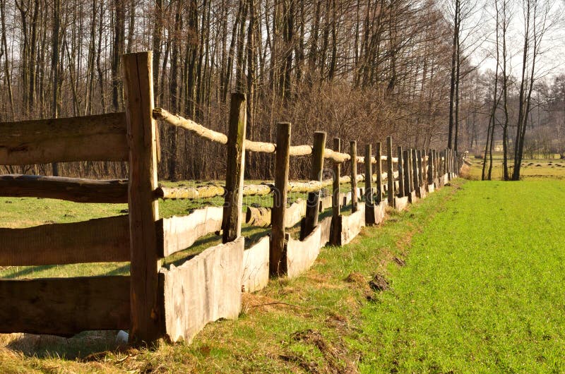 De Omheining Rond Het Weiland. Stock Afbeelding - Image of water ...