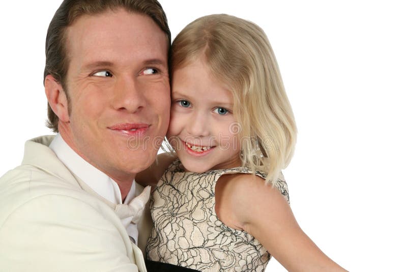 Vader en dochteromhelzing stock afbeelding. Image of blond - 3536381