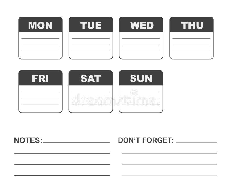 De Ontwerper Van De Kalenderweek Vector Illustratie - Illustration of ...