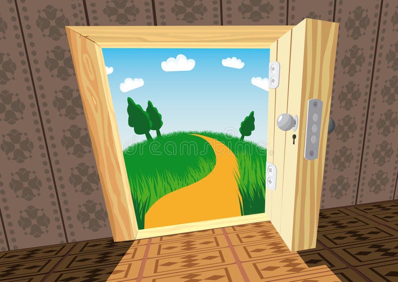 De open deur vector illustratie. Illustration of mening - 13073331