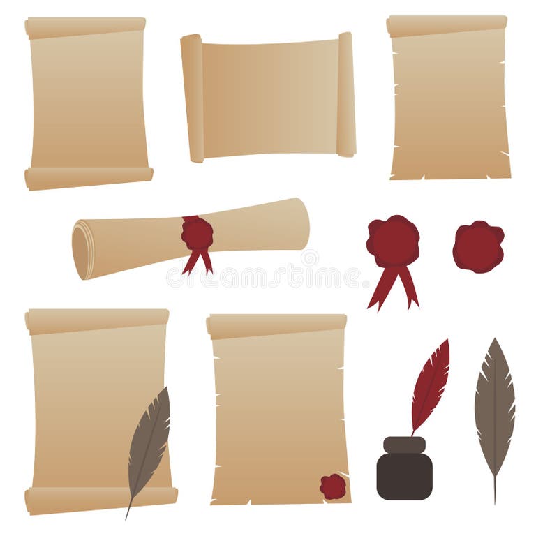 De Oude Reeks Van De Perkamentrol Vector Illustratie - Illustration of ...