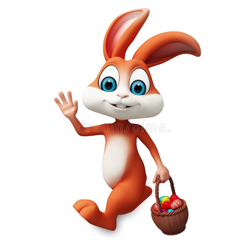 Paashaas Met Kleurrijke Ei En Mand Stock Illustratie - Illustration of ...