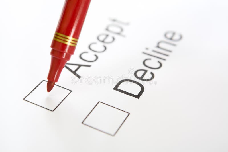 Pen Op De 'Accepteren'-checkbox Stock Foto - Image of afgedrukt ...