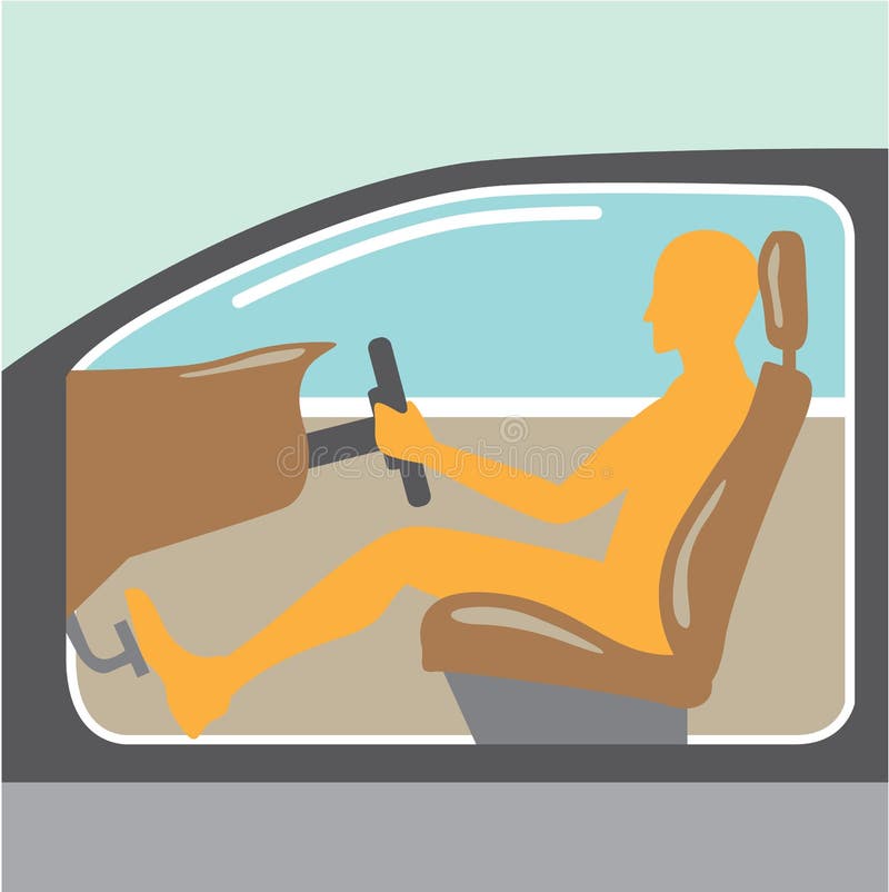 De Persoon Van Het Auto Zijaanzicht Geen Luchtkussen Vector Illustratie ...