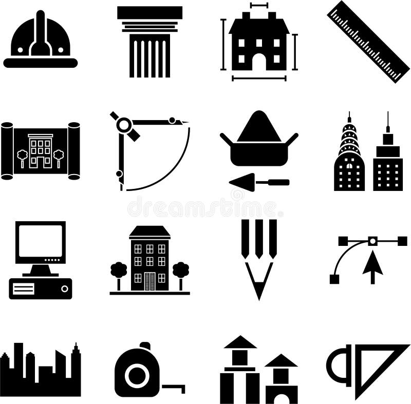 Architectuur- & Constructie-iconen Vector Illustratie - Illustration of ...
