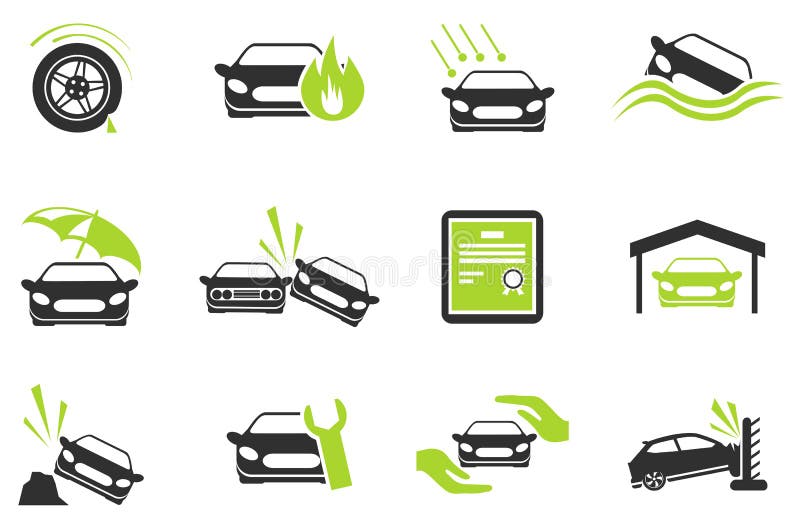 De Pictogrammen Van De Autoverzekering Vector Illustratie ...