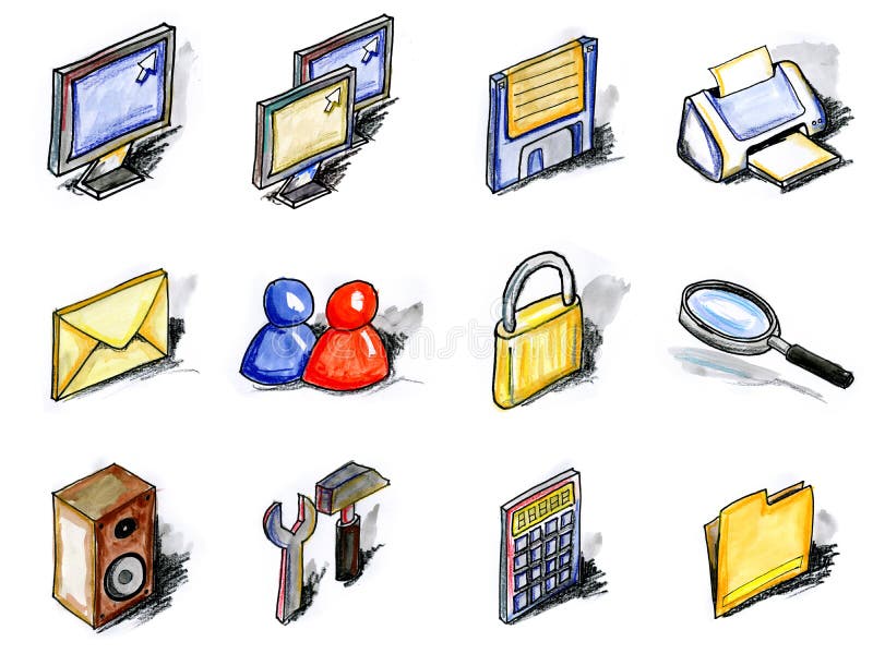 De Pictogrammen Van De Computer Stock Illustratie - Illustration of ...