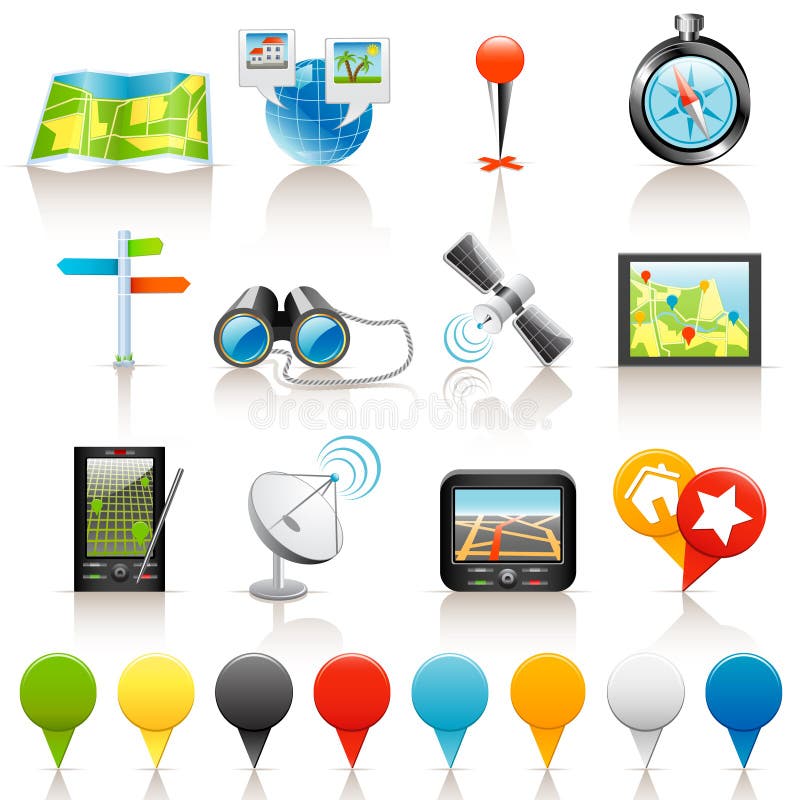 Locatie-iconen vector illustratie. Illustration of wijzer - 16608085