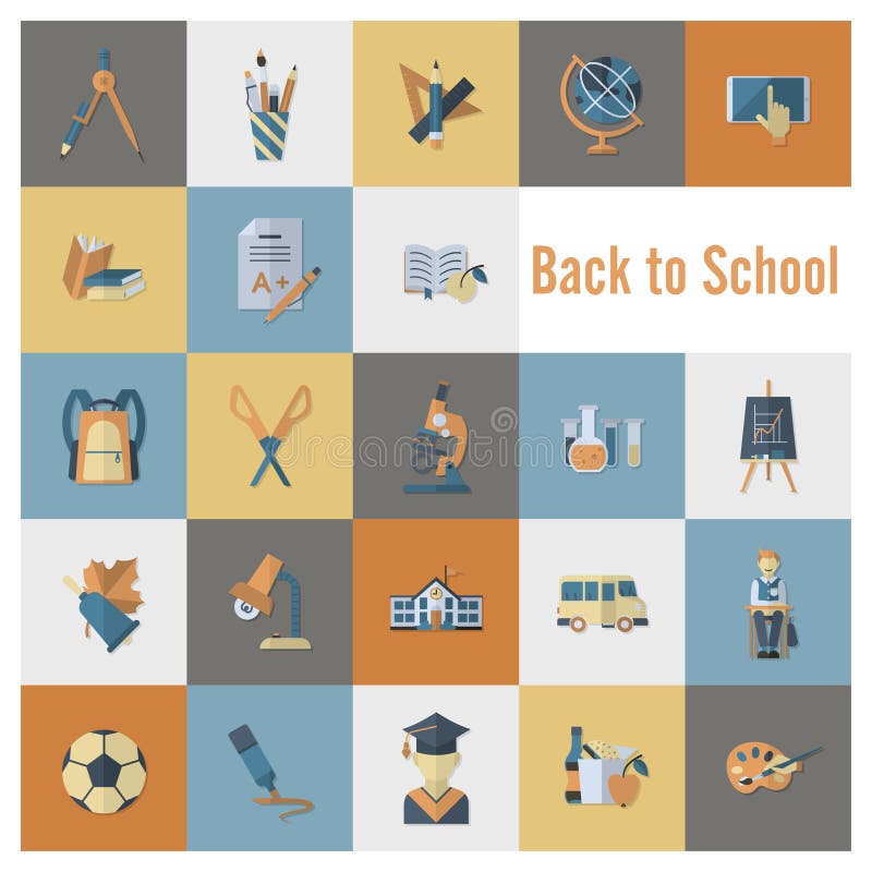 De Pictogrammen Van De School En Van Het Onderwijs Vector Illustratie ...