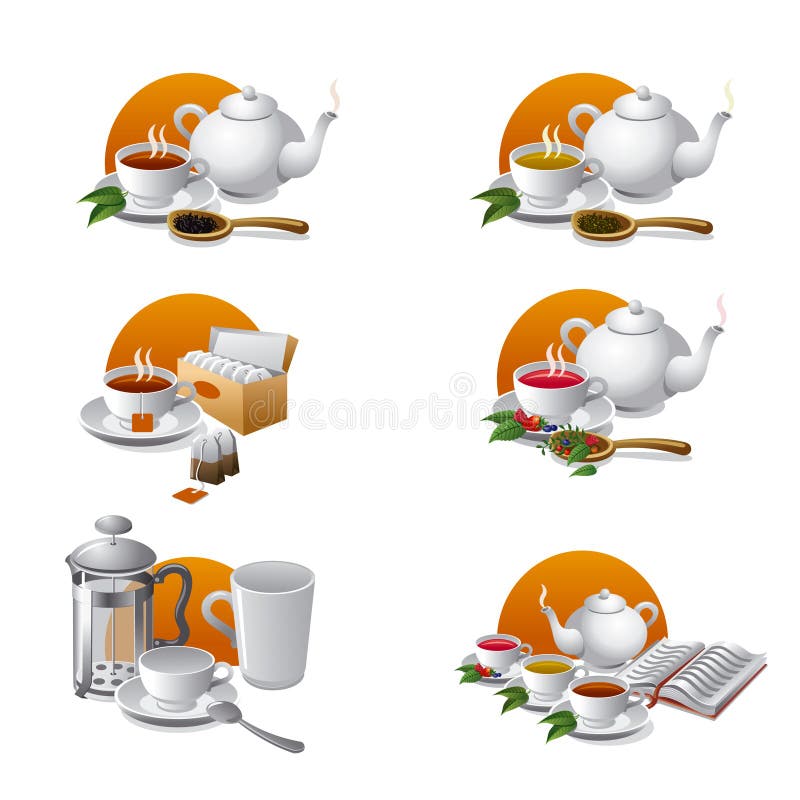 De Pictogrammen Van De Thee Stock Illustratie - Illustration of pers ...