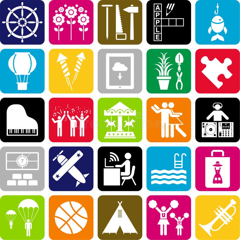 De Pictogrammen Van De Vrije Tijd Vector Illustratie - Illustration of ...