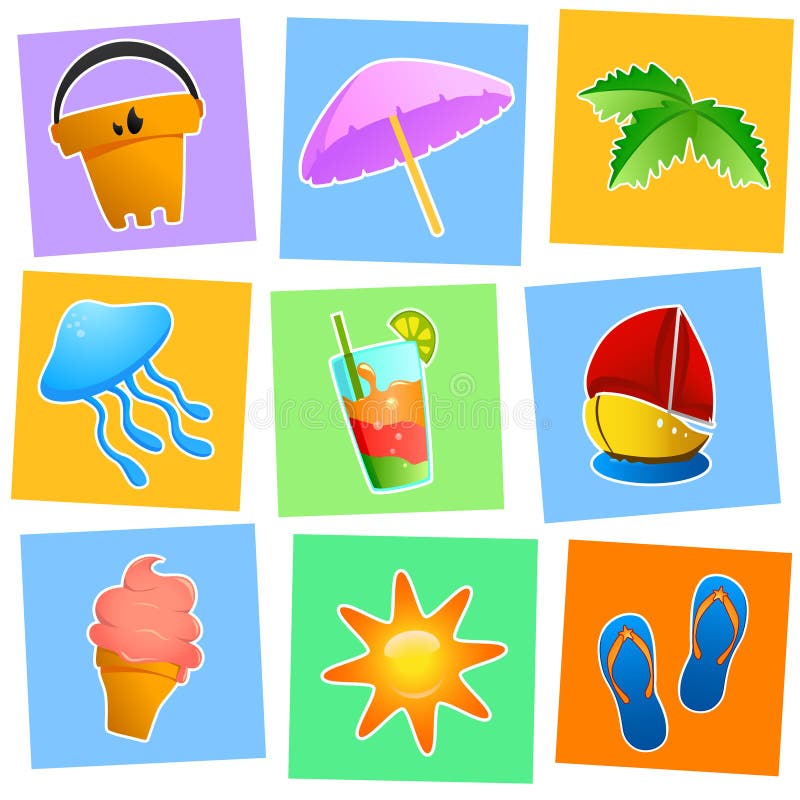 De Pictogrammen Van De Zomer Vector Illustratie - Illustration of ...