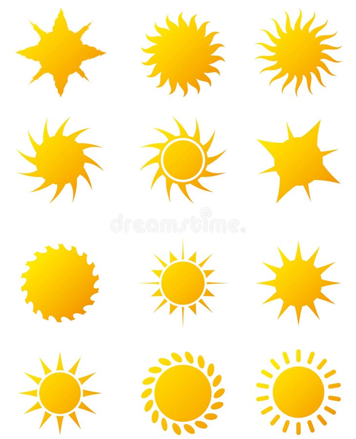 De pictogrammen van de zon vector illustratie. Illustration of hitte ...