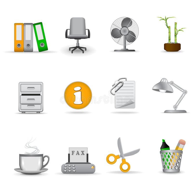 Kantoor Pictogrammen, Deel 1 Vector Illustratie - Illustration of ...