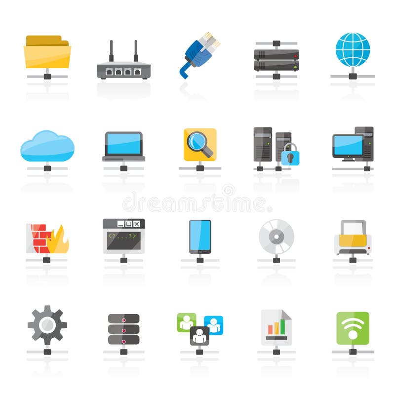 De Pictogrammen Van Het Netwerk En Van Internet Van De Computer Vector ...