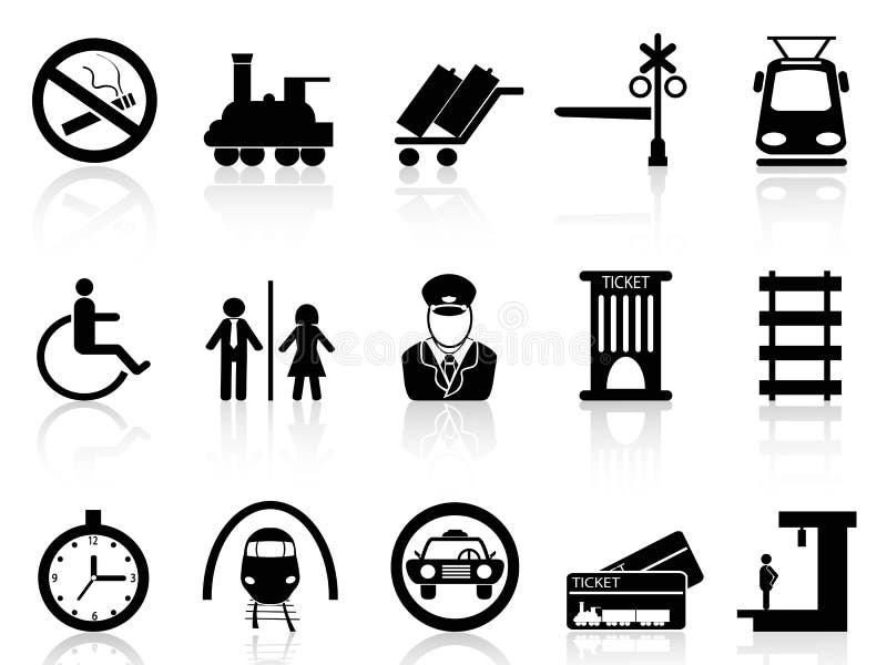 Treinstation- En Service-iconen Vector Illustratie - Illustration of ...