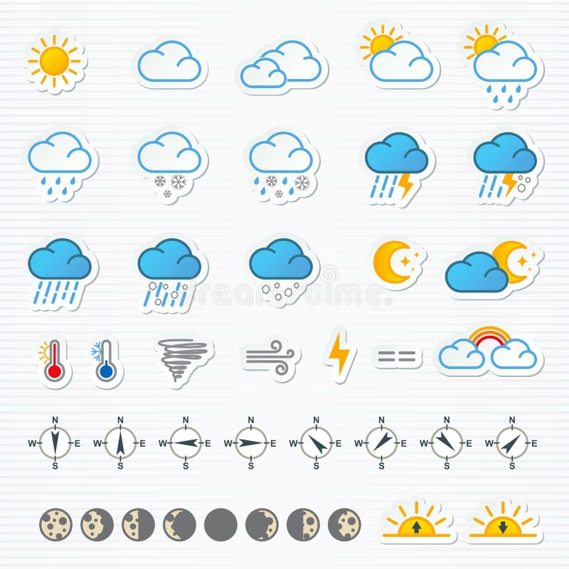 De Pictogrammen Van Het Weer Vector Illustratie - Illustration of hitte ...