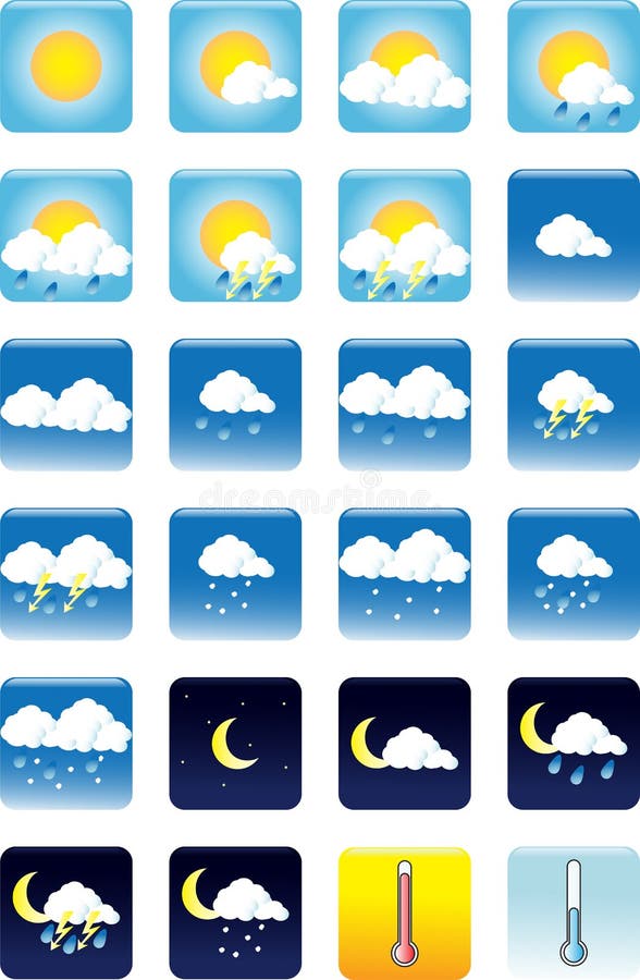 De Pictogrammen Van Het Weer Vector Illustratie - Illustration of ...