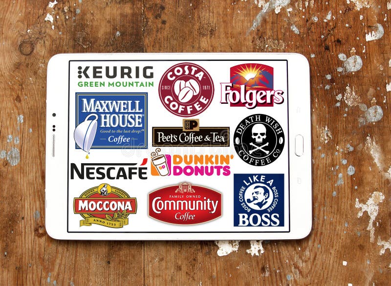 De Pictogrammenemblemen Van Koffiemerken Redactionele Stock Foto ...