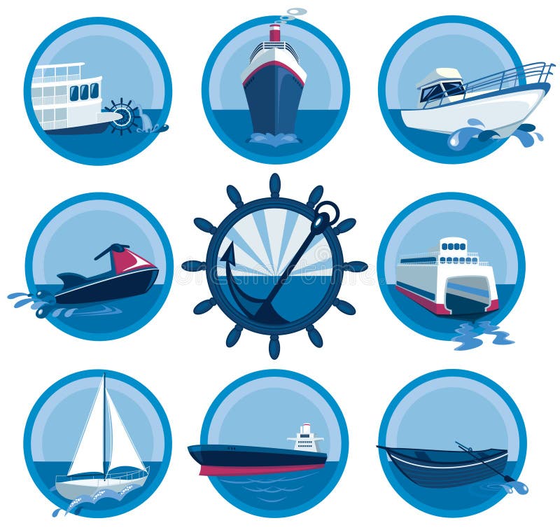 De Pictogrammeninzameling Van Boten Vector Illustratie - Illustration ...