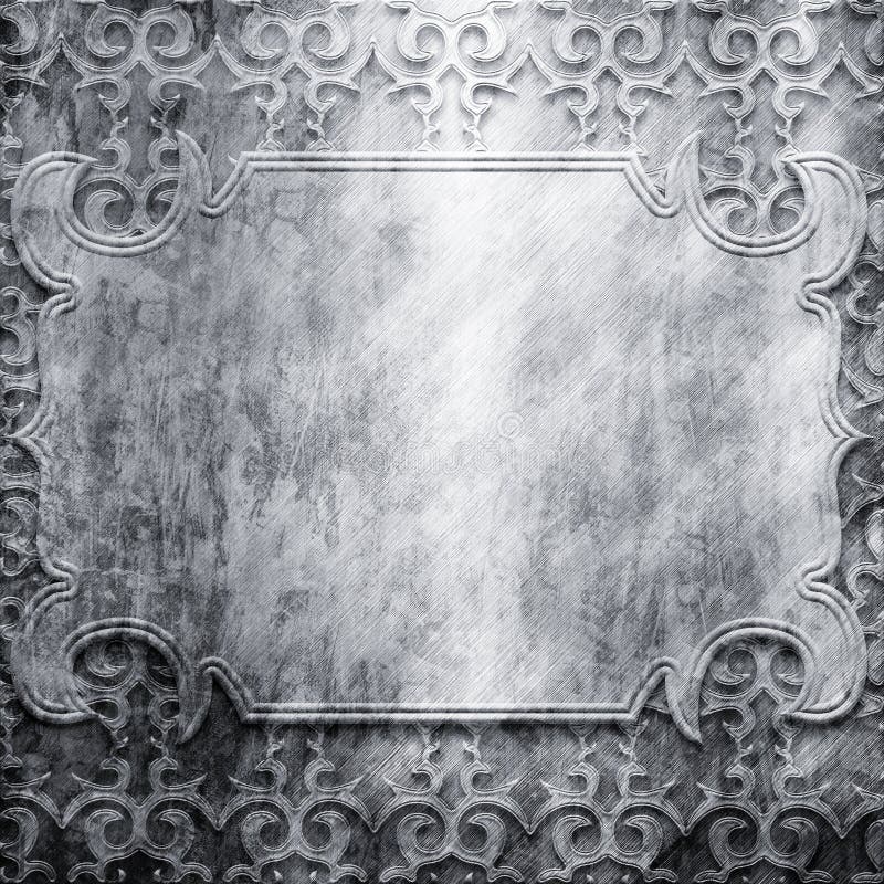 Metalen plaat met ornament stock illustratie. Illustration of bezinning ...