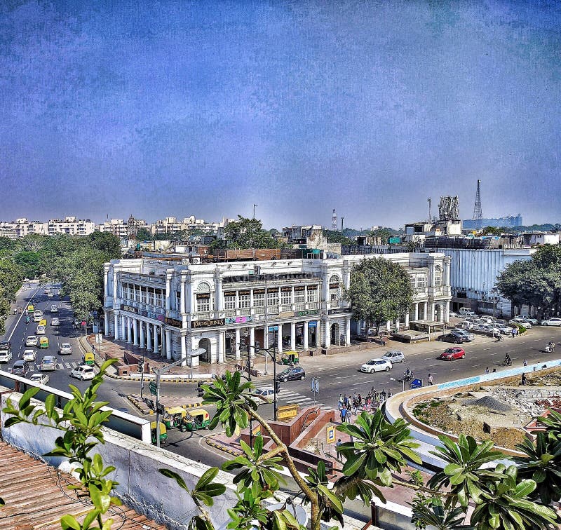 Connaught Place, New Delhi - Panorama Redactionele Fotografie ...