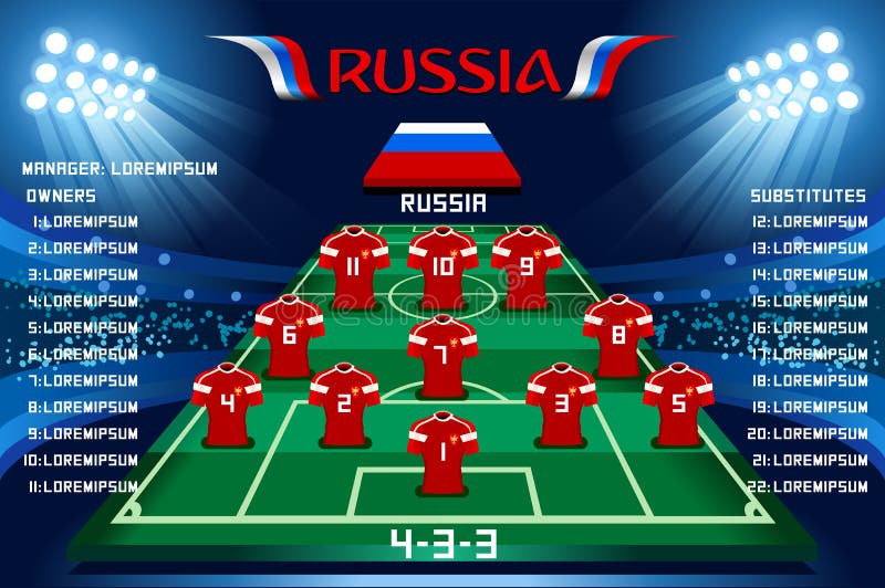 De Ploegvector Van De Voetbal Beginnende Opstelling Vector Illustratie ...