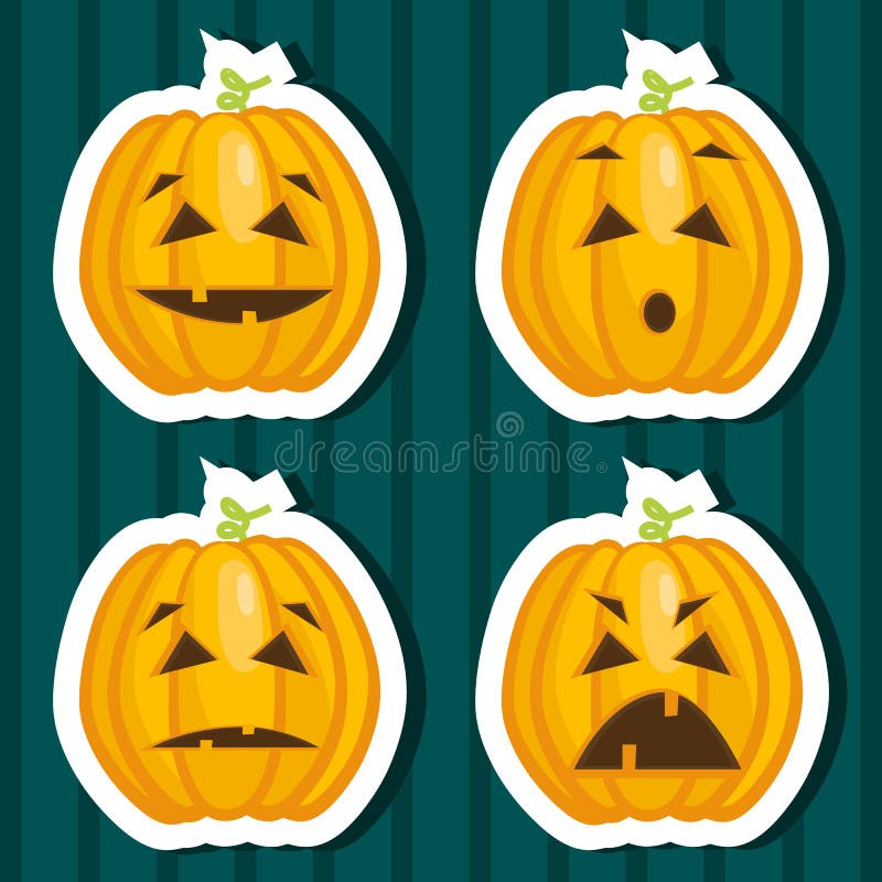 Halloween pompoen stickers vector illustratie. Illustration of vector ...