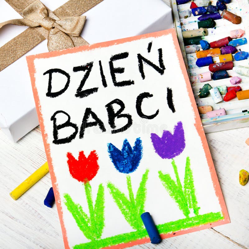 De Poolse Kaart Van De Grootmoeder` S Dag Met Woorden: Grootmoeder` S ...