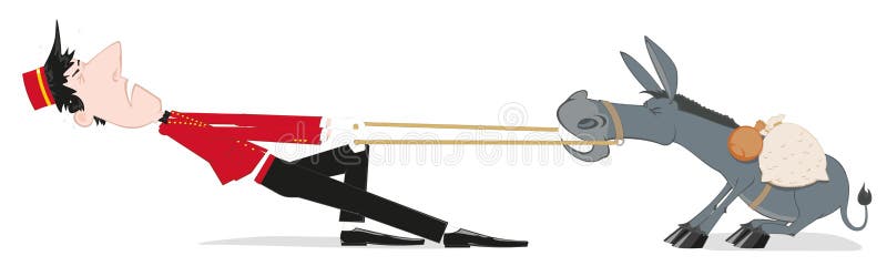 De Portier Van Het Piccolohotel Met Koppige Ezel Vector Illustratie ...