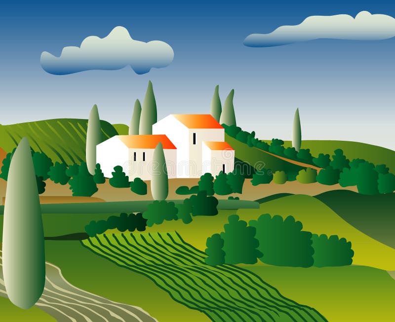 De Provence vector illustratie. Illustration of heuvel - 8797047