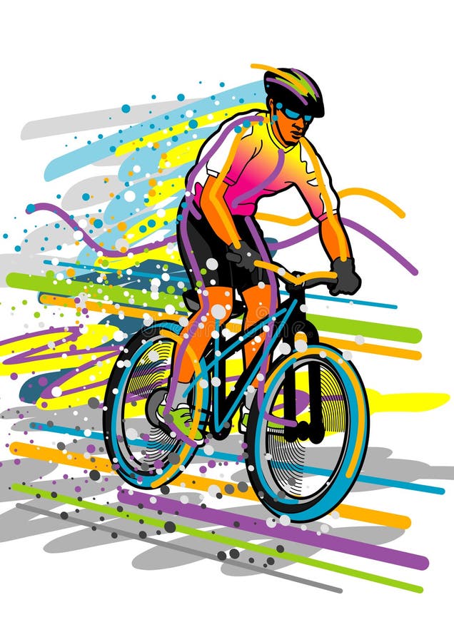 Cycling Abstracte Vectorwegfietser Op Zijn Fiets Vector Illustratie ...
