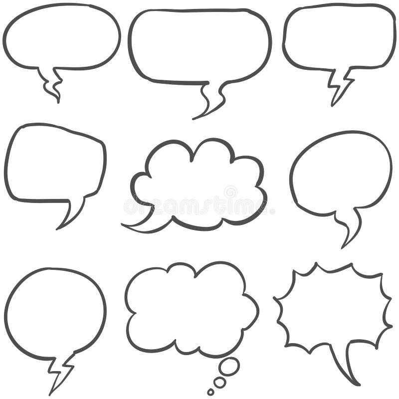 De Reeks Van De Stijlhand Van De Tekstballon Trekt Vector Illustratie ...