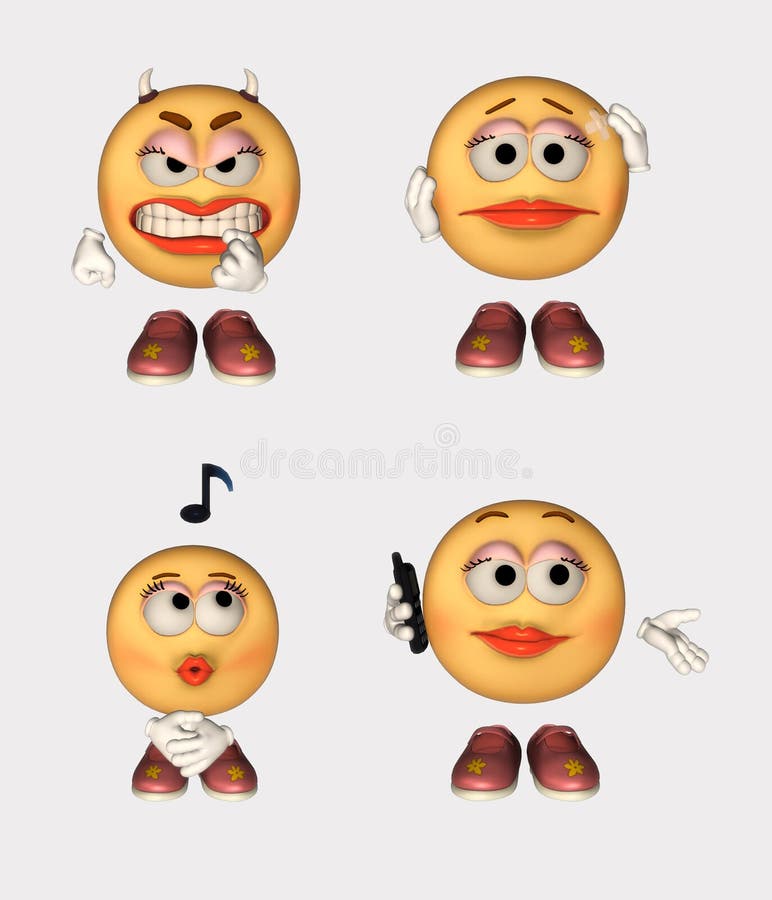 3D Cartoon Emoji-personages Met Verschillende Gezichtsuitdrukkingen En ...