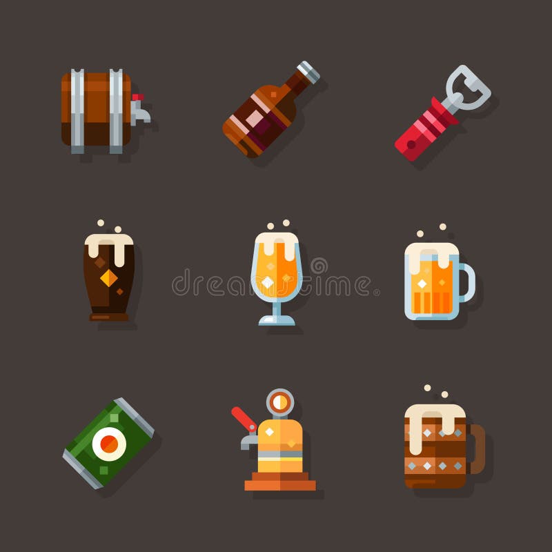De Reeks Van Het Bierpictogram Stock Illustratie - Illustration of ...