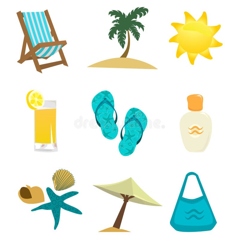 De Reeks Van Het De Tijdpictogram Van De Zomer Vector Illustratie ...
