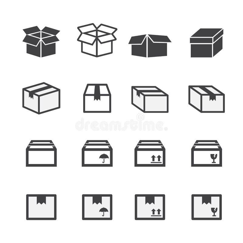 Vector De Doos En Het Pakketpictogrammen Van De Kartonlevering Vector ...